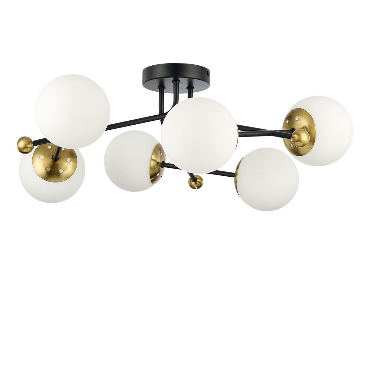 6581/6C MODERNI LN24 черный, золотой/белый металл /стекло Люстра потолочная E14 6*40W 220V MELODY