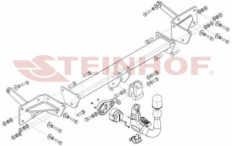 Фаркоп на Volkswagen T7 Multivan STM, STN 08/2021- без подрезки бампера (паспорт и сертификат в комплекте)(без электрики) Steinhof. V-084