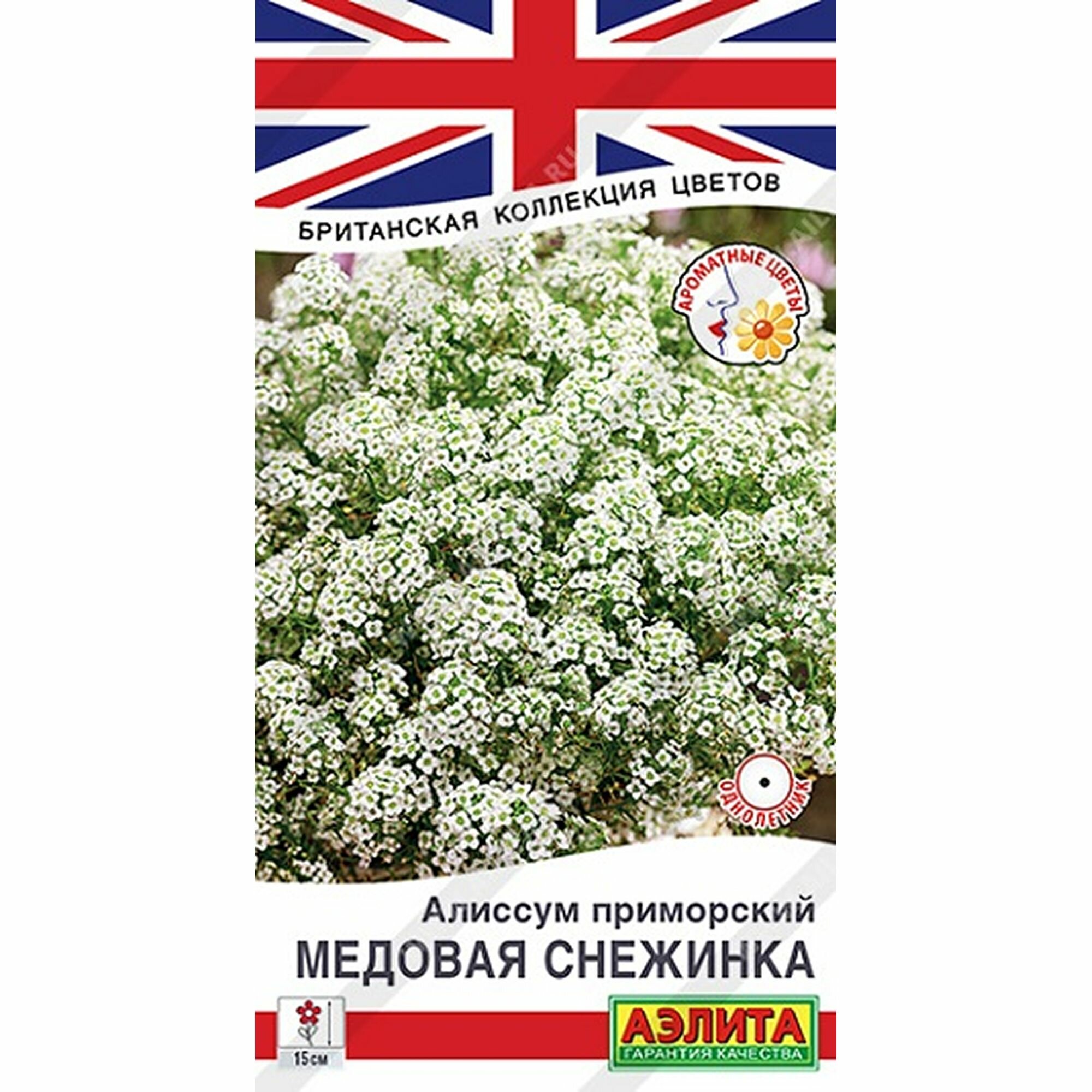 Семена Алиссум Медовая снежинка, однолетник, Аэлита - Британская коллекция цветов, 1 пачка - 0.05г семян