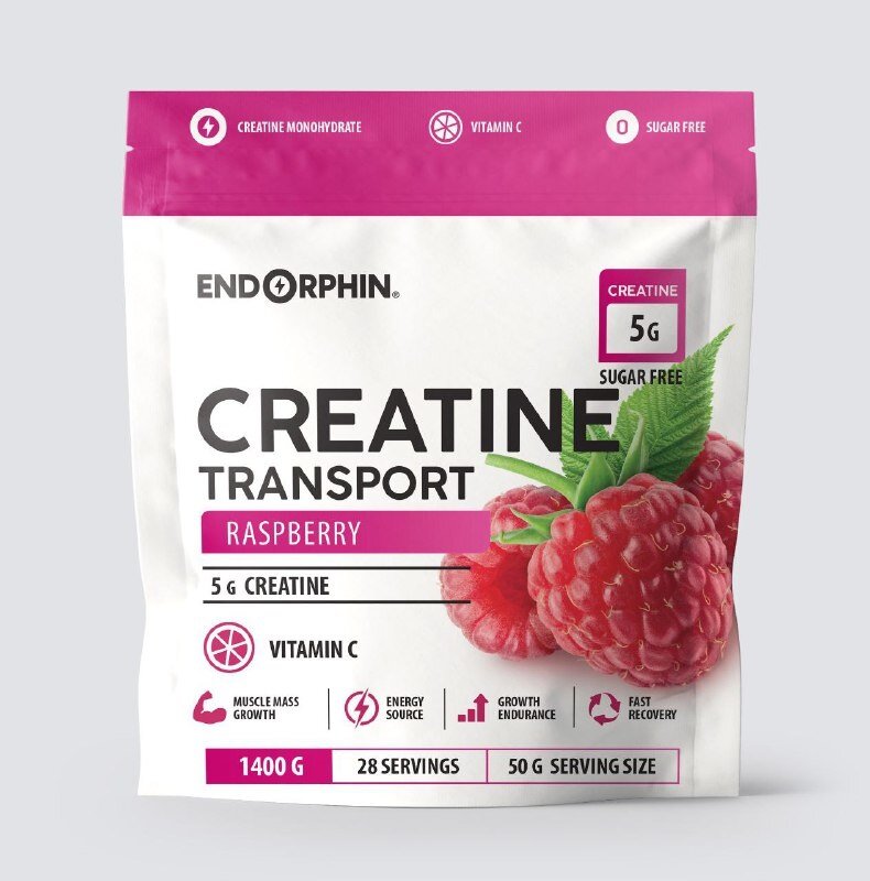 Креатин Endorphin Creatine Transport, моногидрат, малина, 1400 г