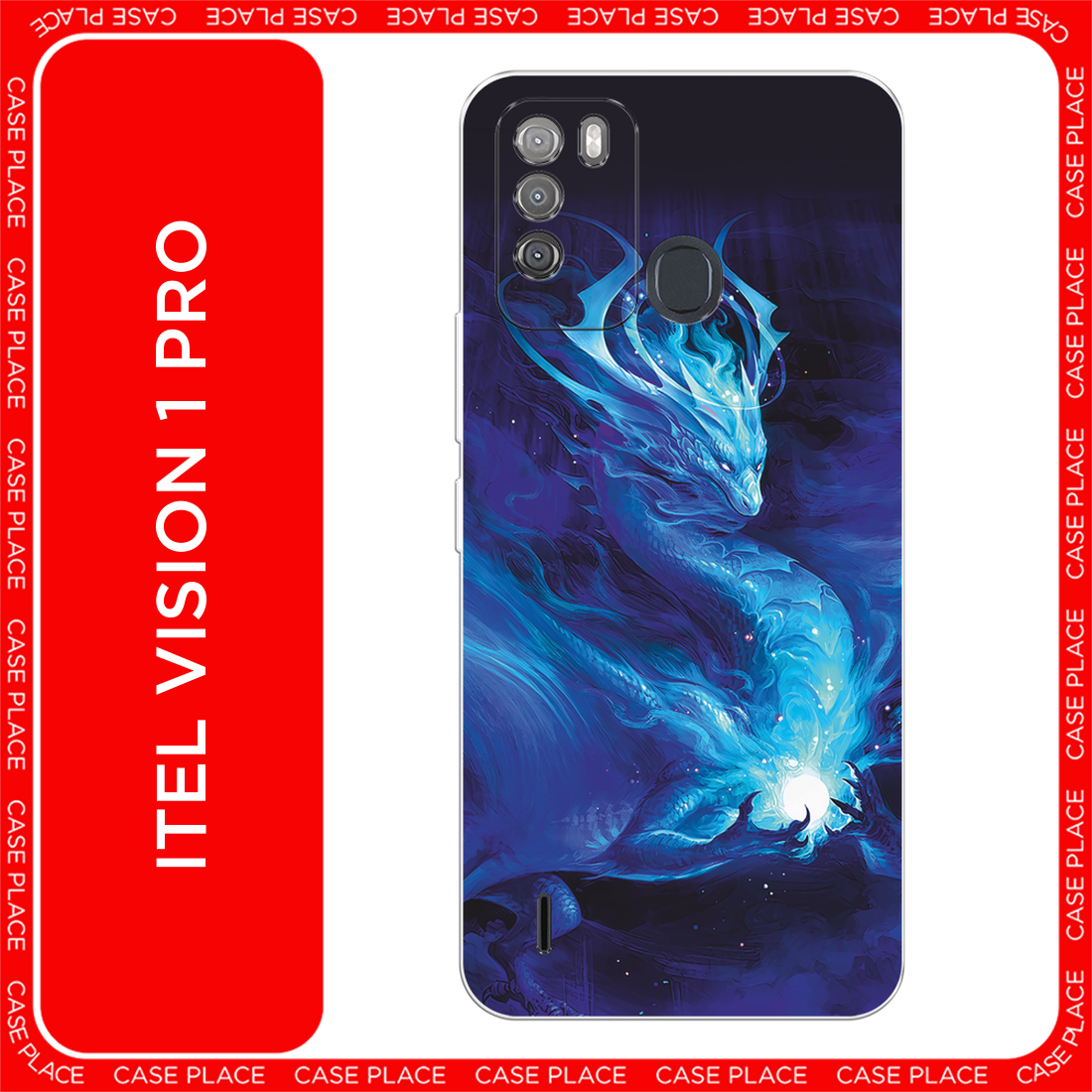 Чехол на Itel Vision 1 Pro / Ител Визион 1 Про с принтом Лунный дракон