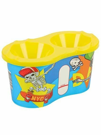 Стакан-непроливайка Проф-пресс двойной, "Скелетики", разноцветный, материал - пластик (С-4811)