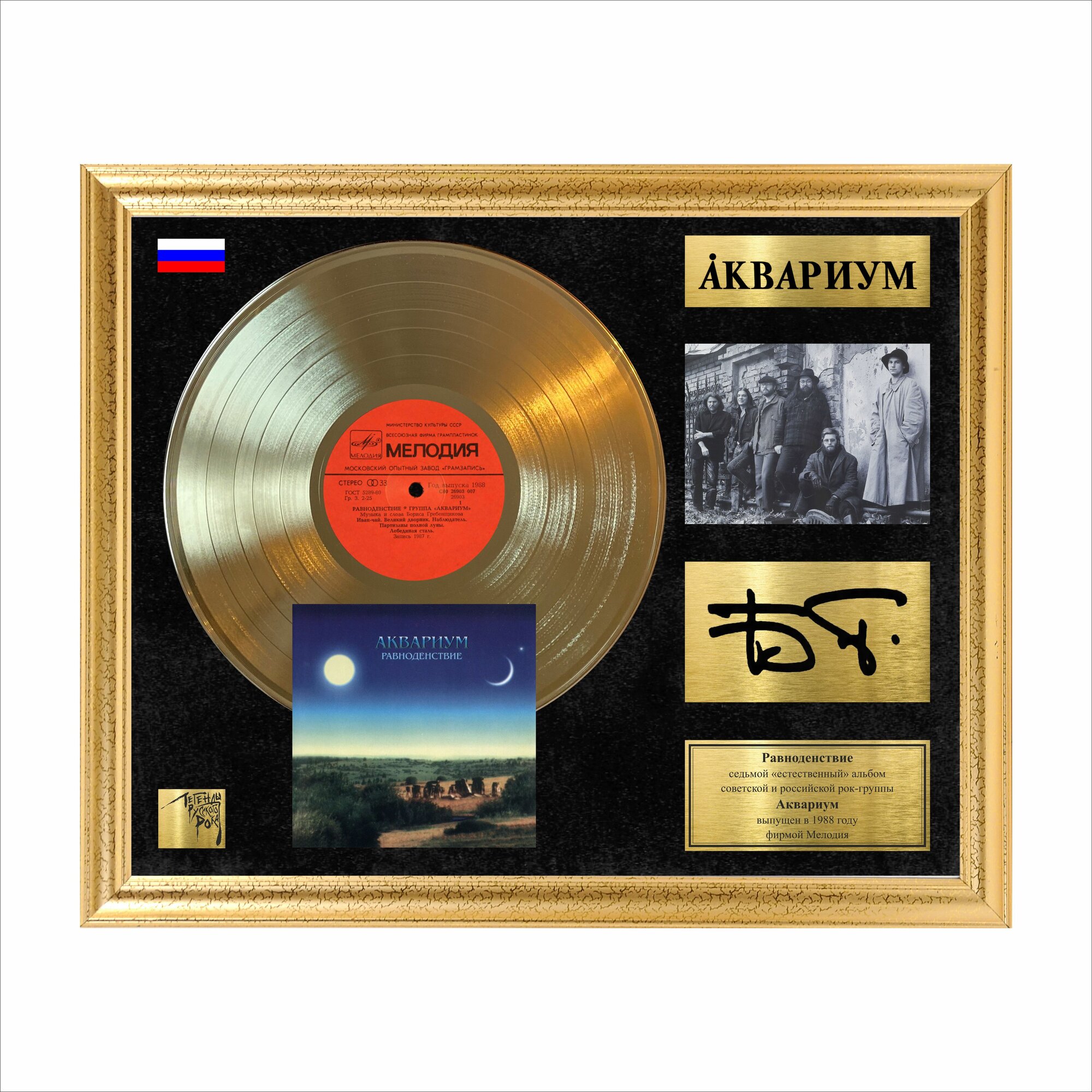 Золотой диск Аквариум в рамке