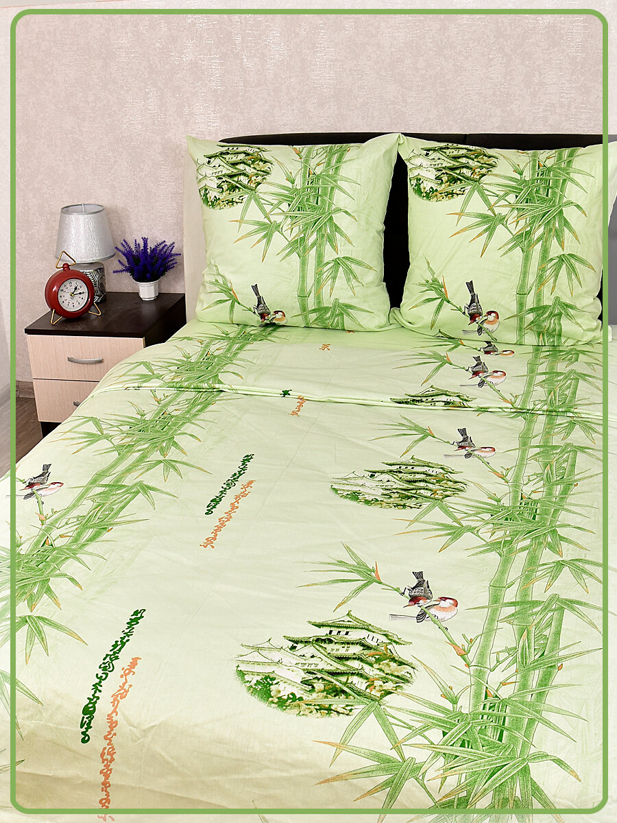 Постельное белье Шуйская бязь Птичка на бамбуке 8147-1 2 спальное