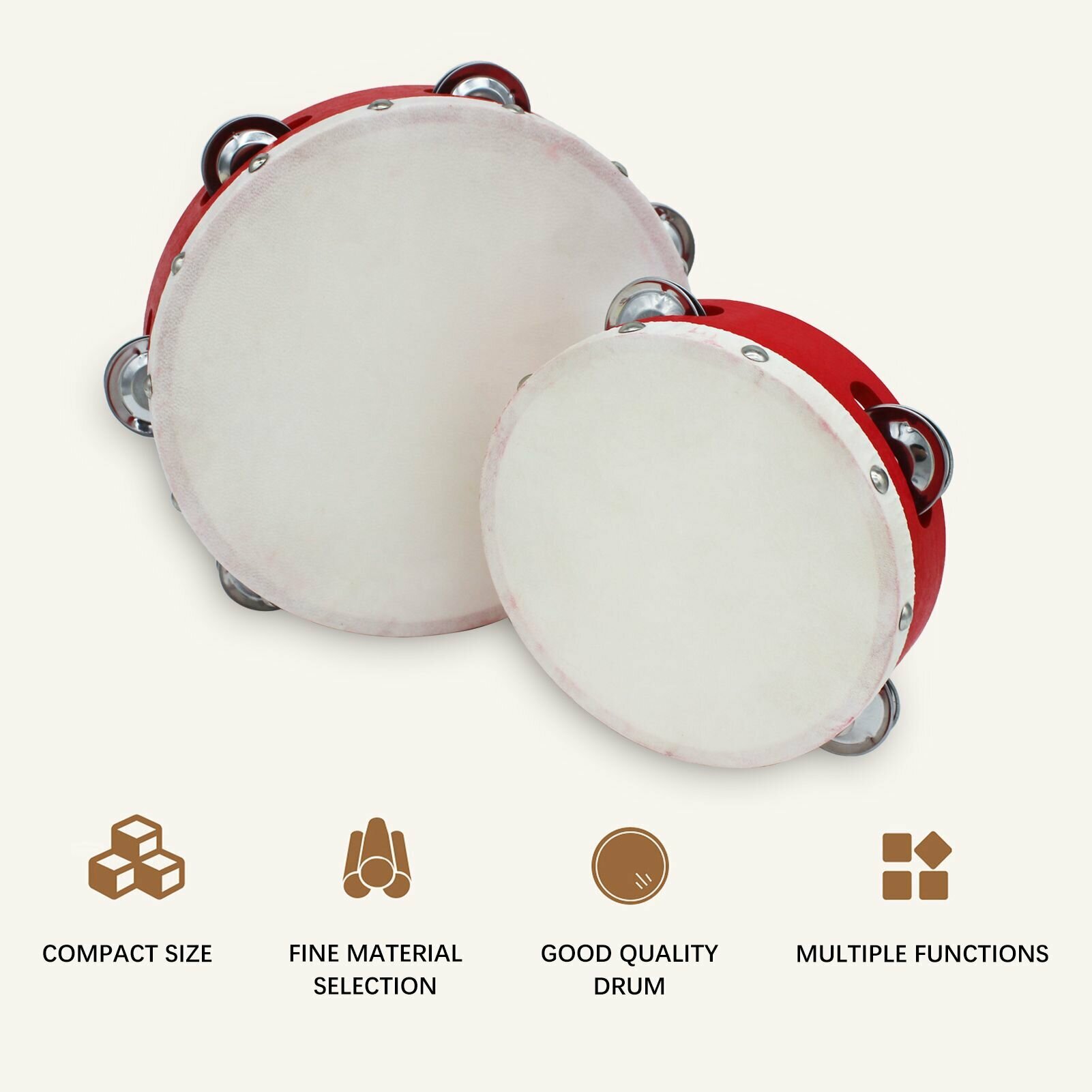 Руководимый танбурин 8 дюймов с металлическими цимбалами в ряд 6 шт.