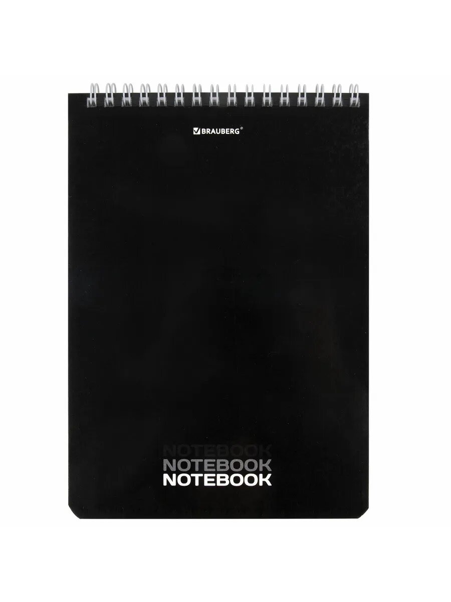 Блокнот А5 60л, клетка, жесткая подложка, Black