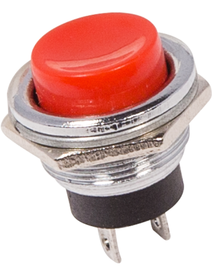 Кнопка управления REXANT / Рексант RWD-306 OFF-(ON) выключатель металл, красная, 250V 2А (2с), под отверстие диаметром 16.2мм, 36-3351 / электрика