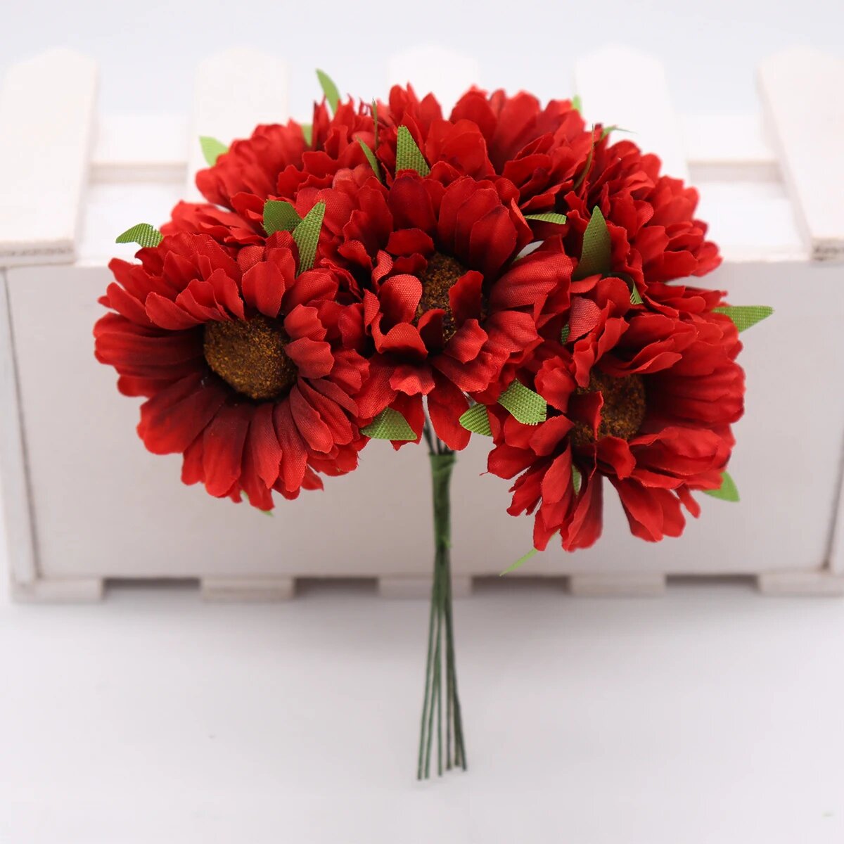 Искусственные герберы для венка, шелк, 6 шт. Красный, 6