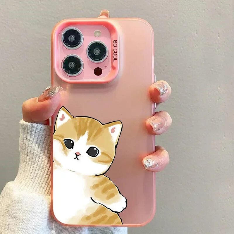 Забавный мультяшный Кот влюбленная пара чехол для телефона IPhone 13 12 Mini 14 15 16 11 Pro Max Plus жесткий лазерный чехол парные чехлы style 6, For iPhone 16ProMax