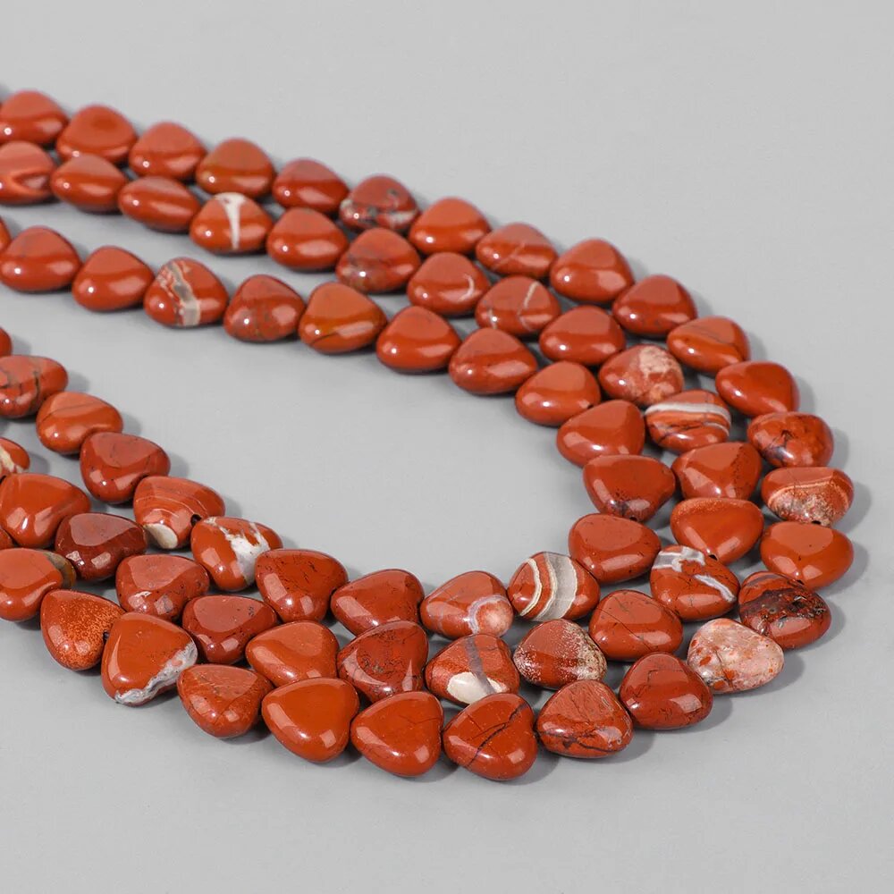 Бусины сердце из красного камня Redstone, 10 мм, 38 см