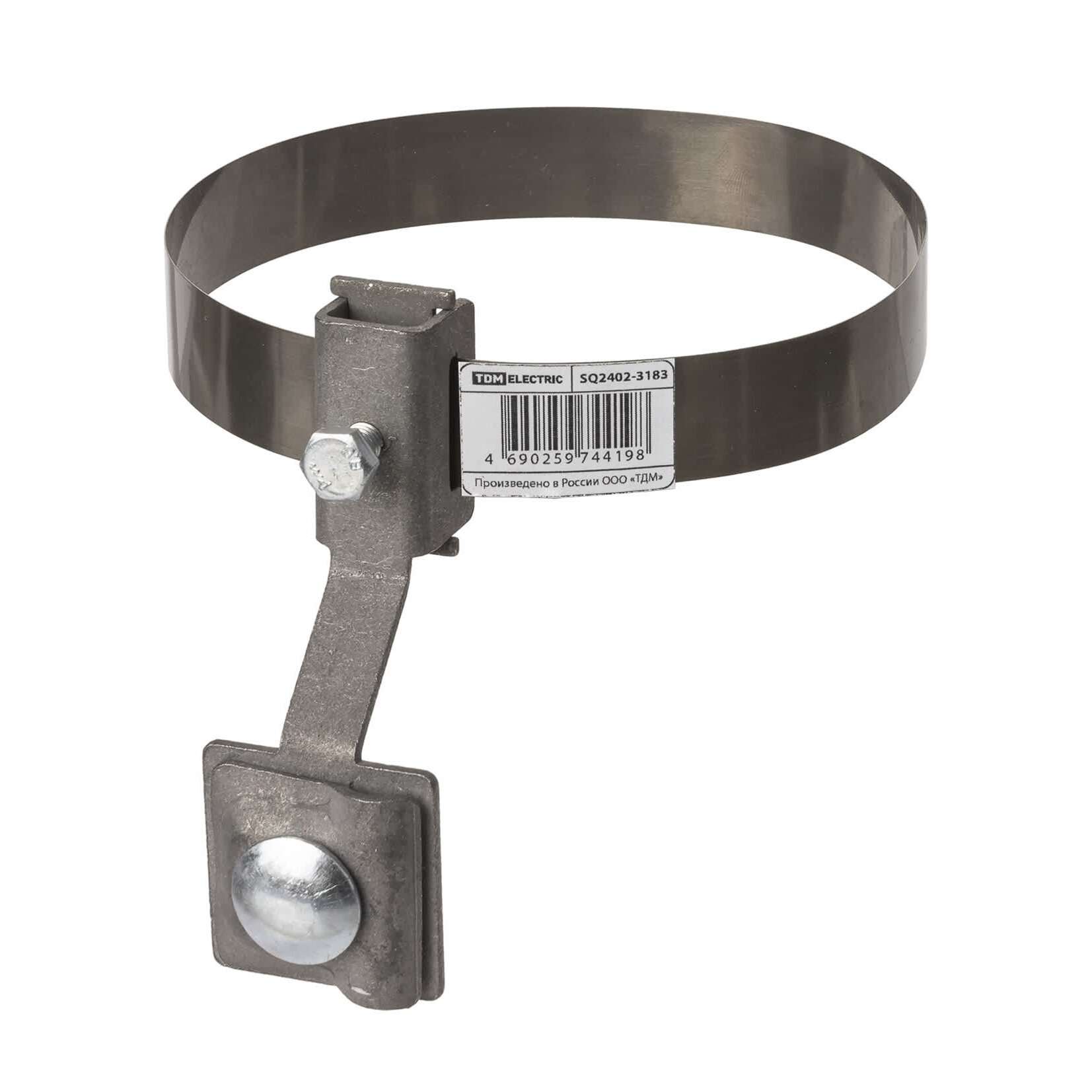 Держатель хомут Ø10-250 мм нержавеющая сталь, с выносом для прута Ø6-10 мм, стальной зажим (упак. 1 шт.), TDM SQ2402-3183 (1 шт.)