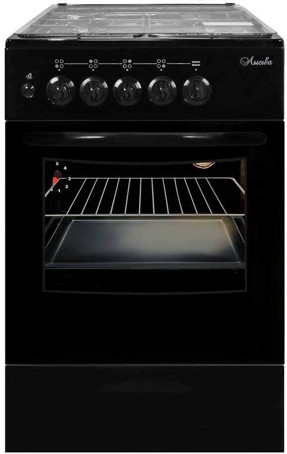 Газовая плита лысьва ГП 400 М2С-2у с газовой духовкой, объем 57 л, черный