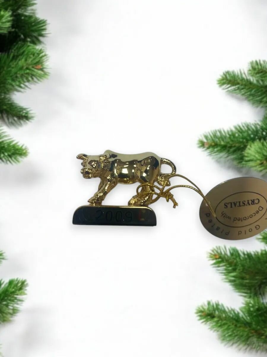 Бык на подставке "Здоровья ! 2009", Сваровски 5 см