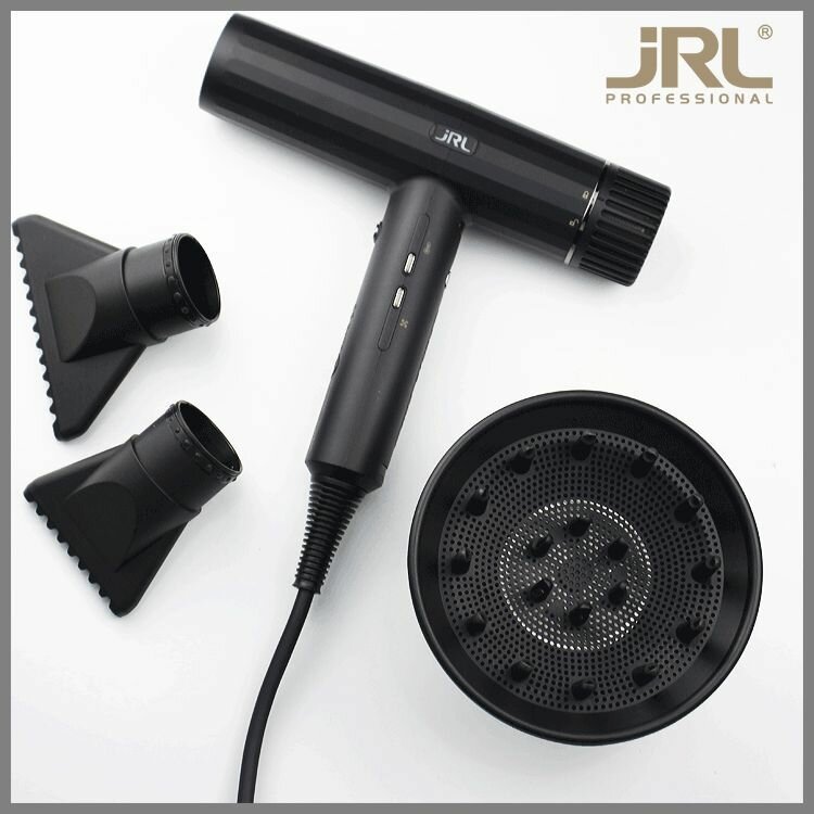 JRL Professional Фен для волос JRL 2020h 2150 Вт, скоростей 100000, кол-во насадок 3, черный