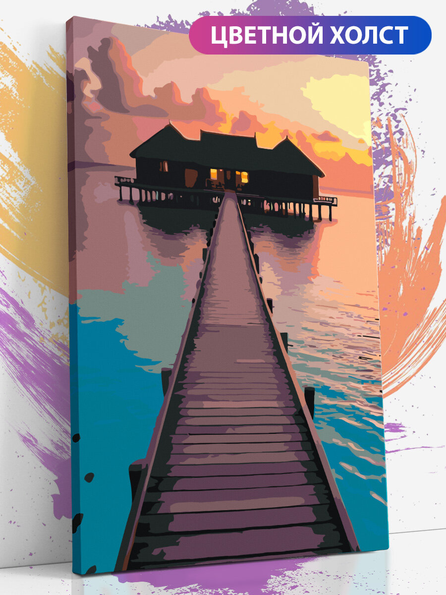 Картина по номерам на холсте с подрамником, "Море. Закат. Природа", 40х60 см