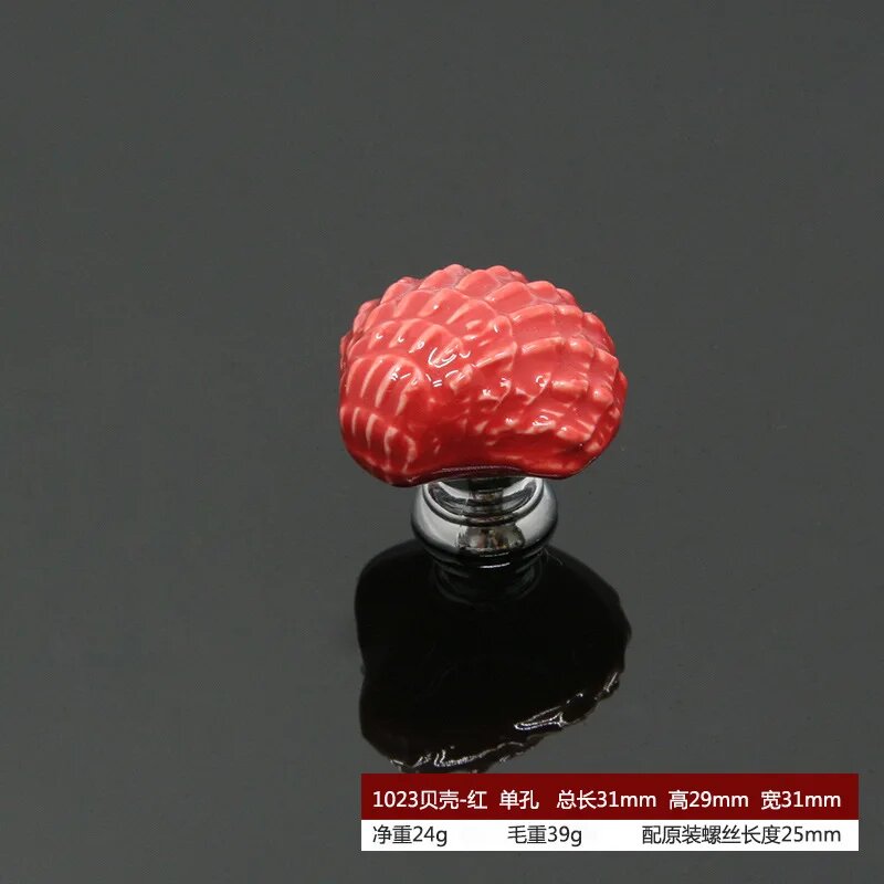 Керамическая ручка для шкафа в виде ракушки Red