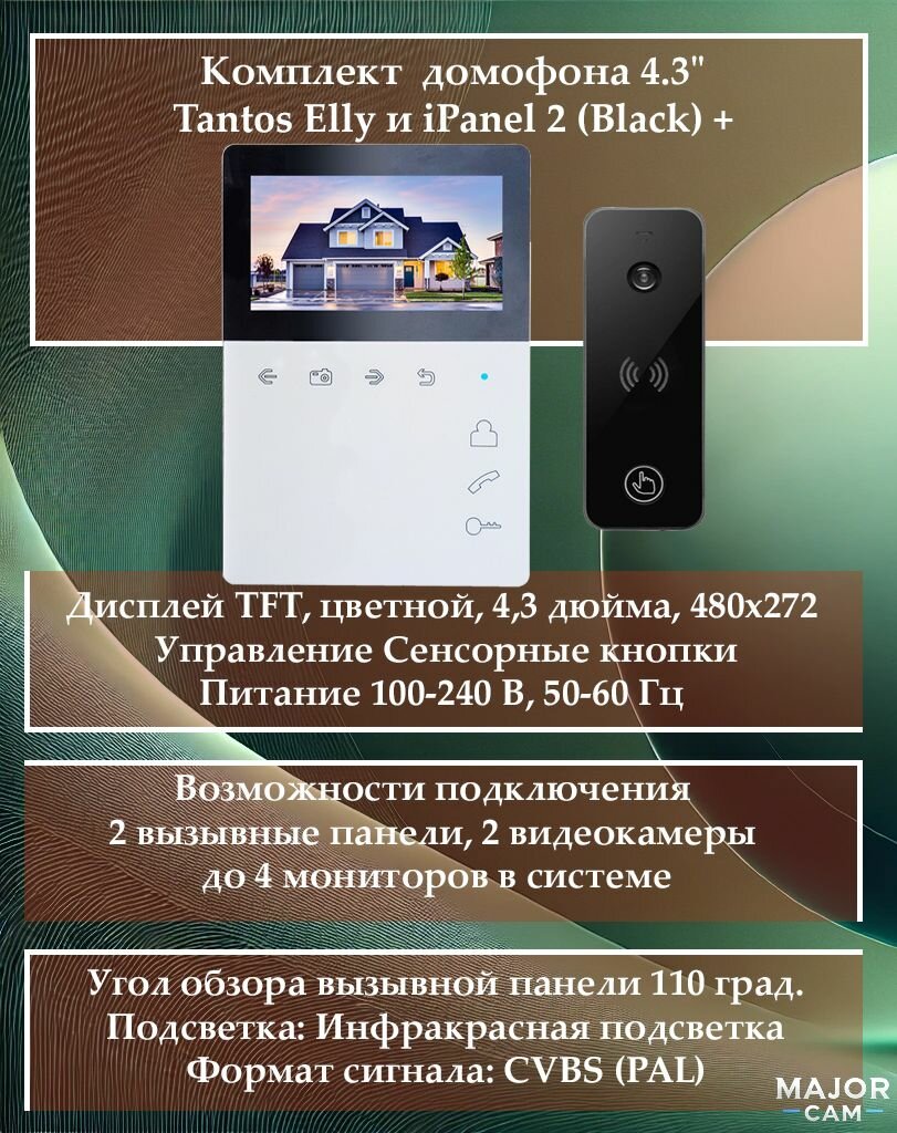 Комплект видеодомофона Elly и iPanel 2 (Black) +