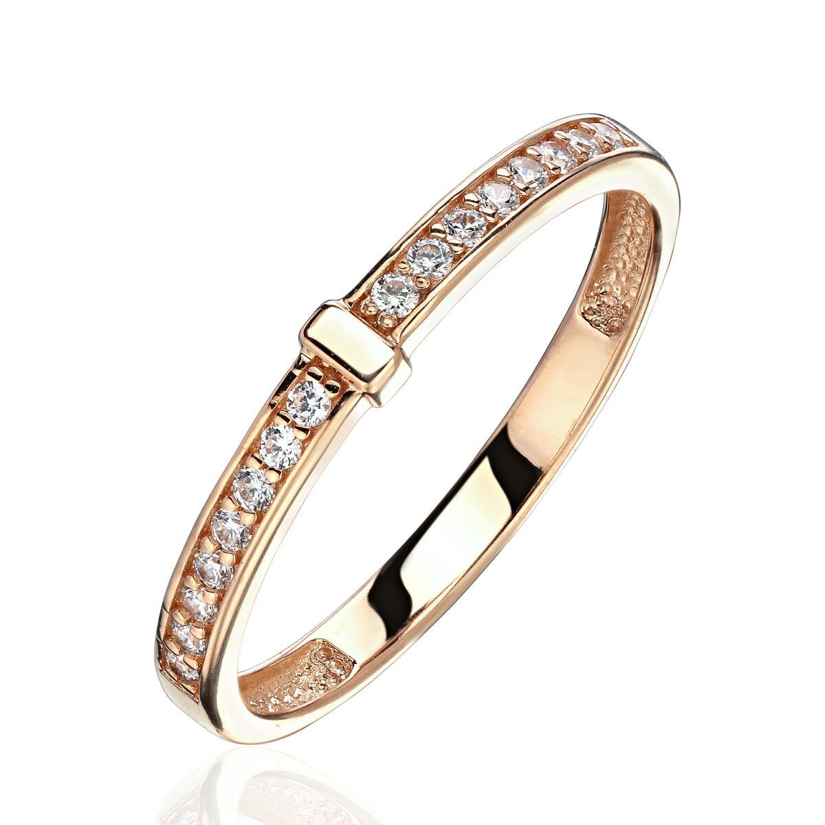 Кольцо, красное золото, 375 проба, фианит