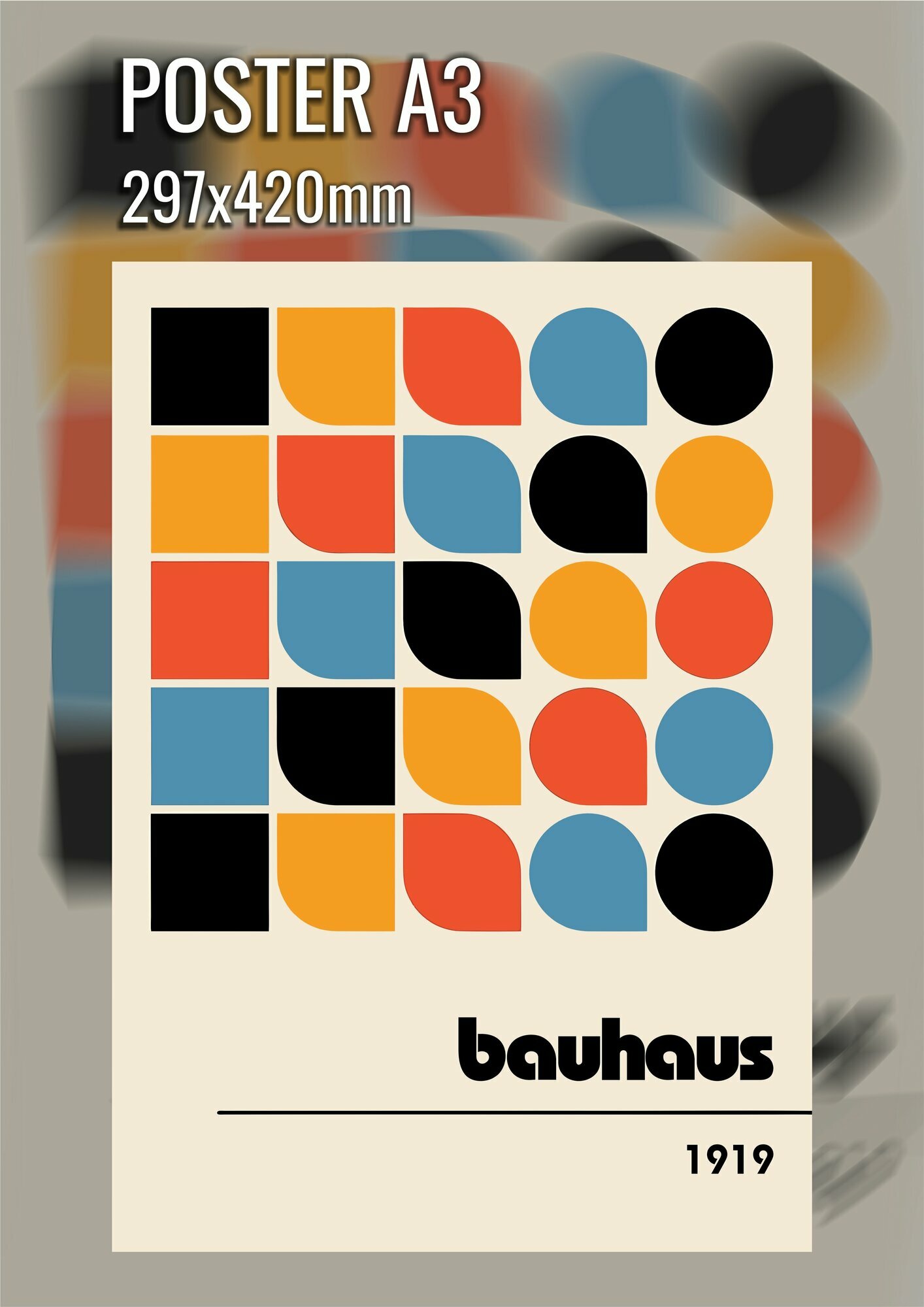 Artstiker Постер Bauhaus Color Blocks Цветовая мозаика 42х29 см для современного интерьера офиса или дома постерная бумага 200гр/м