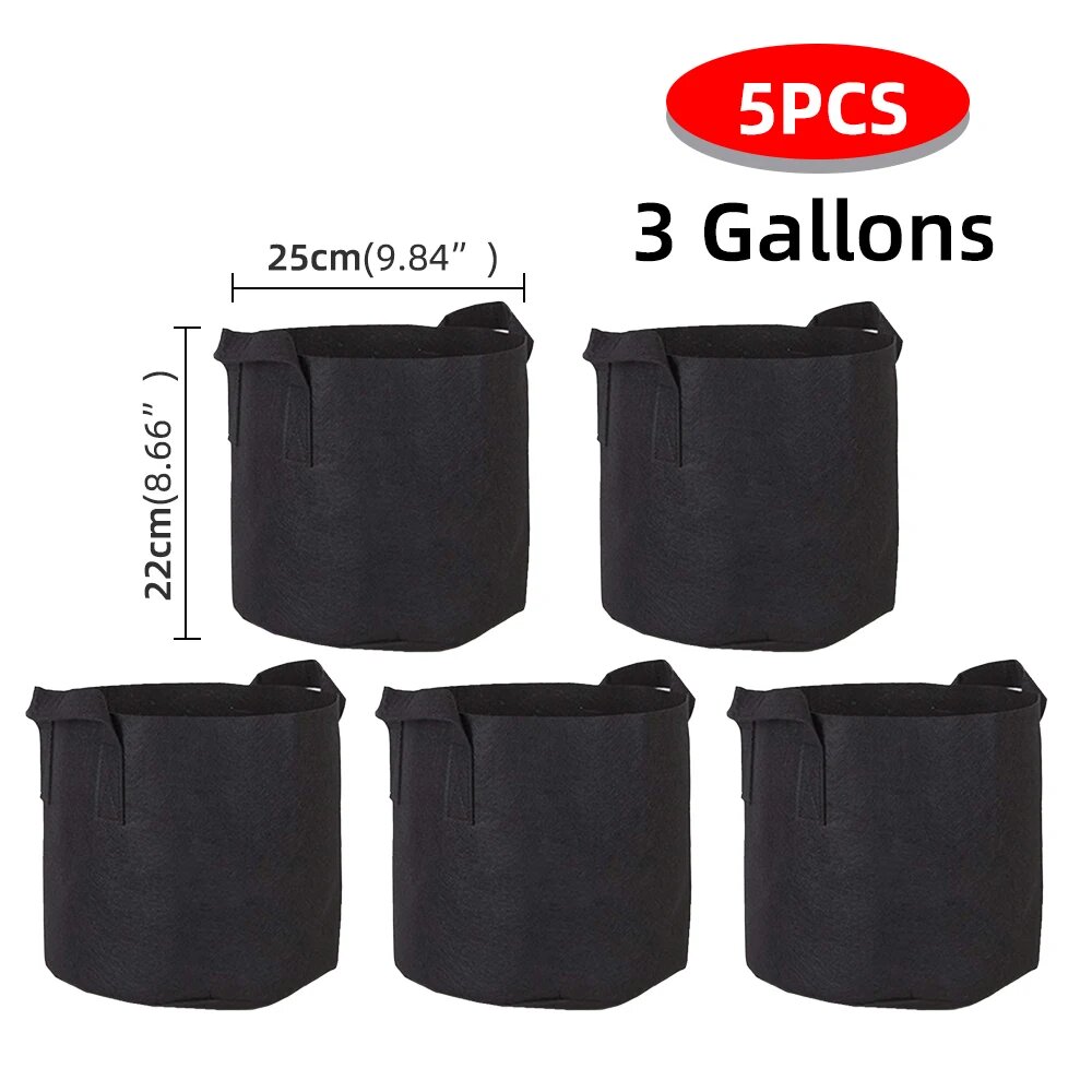 RBCFHI Фетровые мешки для выращивания 1-50 галлонов 3 Gallon (D25xH22cm)