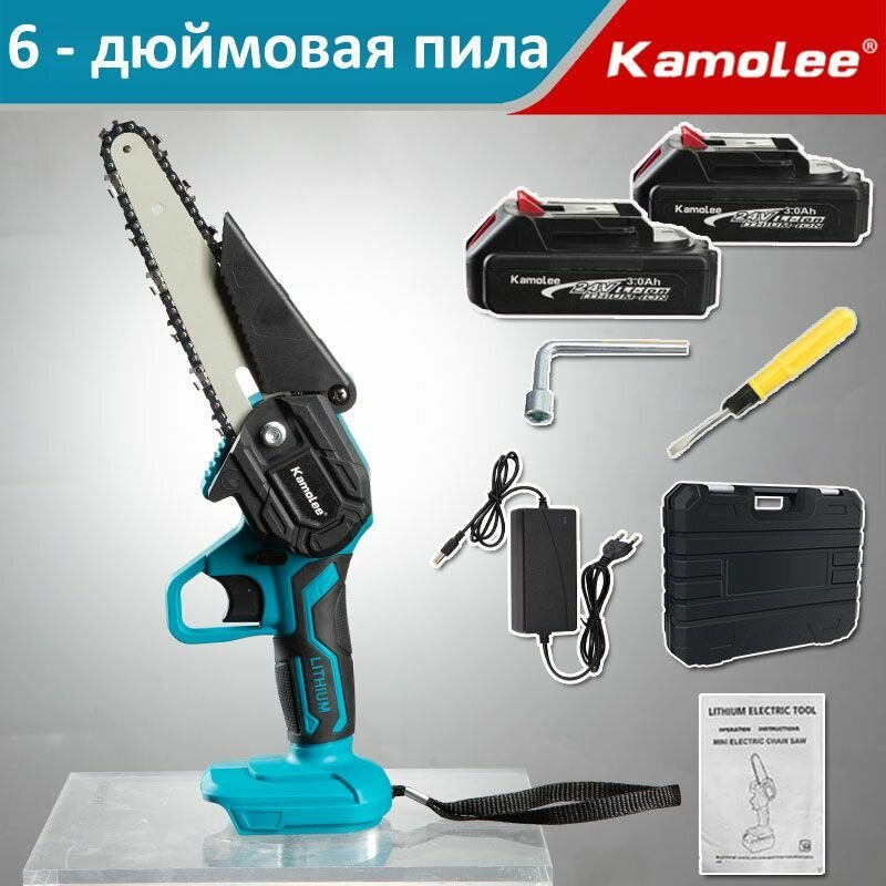 Kamolee 6 - дюймовая бензопила Зарядная бензопила Лесорезательная машина для обрезки садовых инструментов Пластиковая коробка.