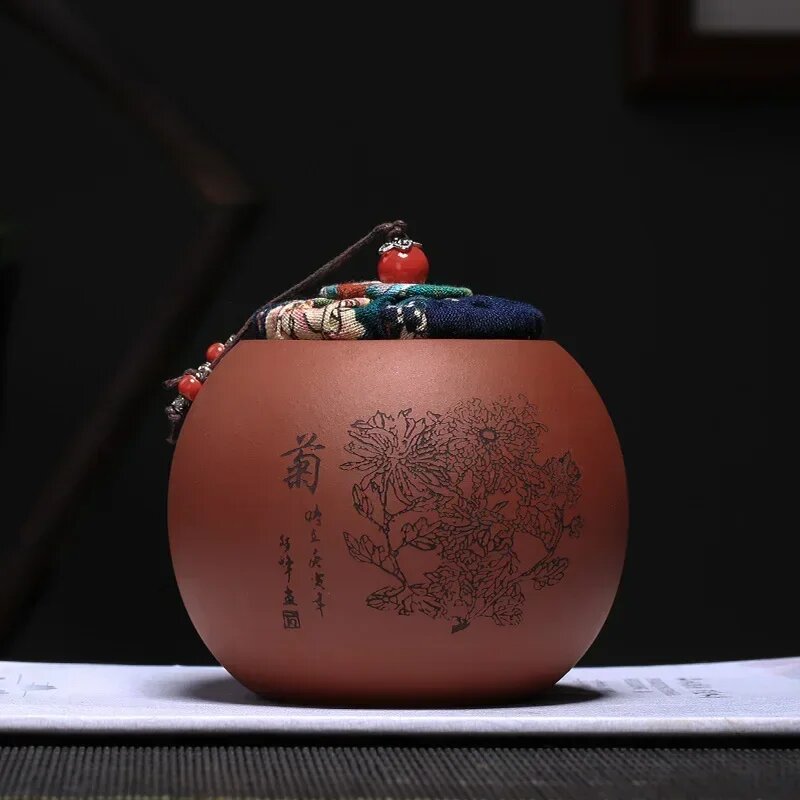 Банка для чая JINGDE TEA SET из пурпурной глины, Красный, 11x10cm 500ml
