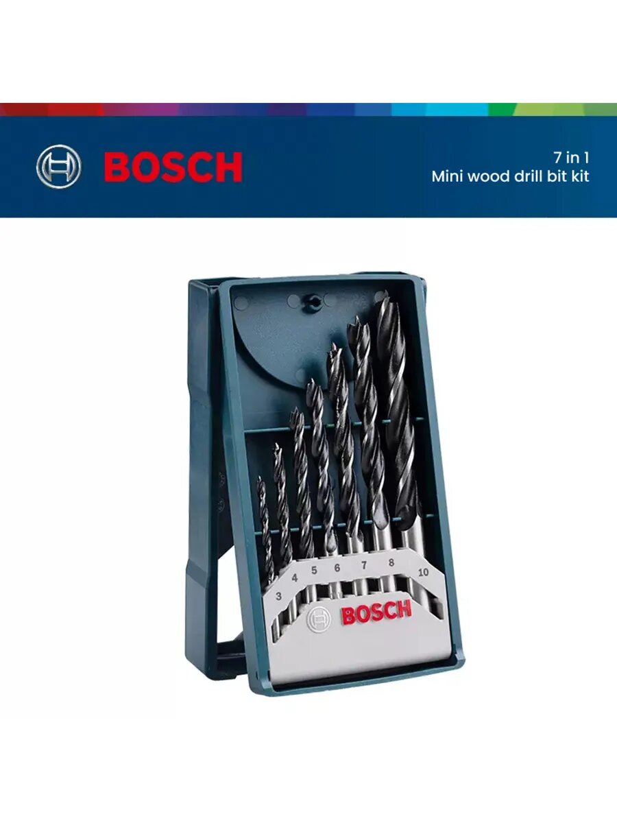 Набор мини-сверл Bosch по дереву, для древесины хвойных и твёрдых пород, 7шт