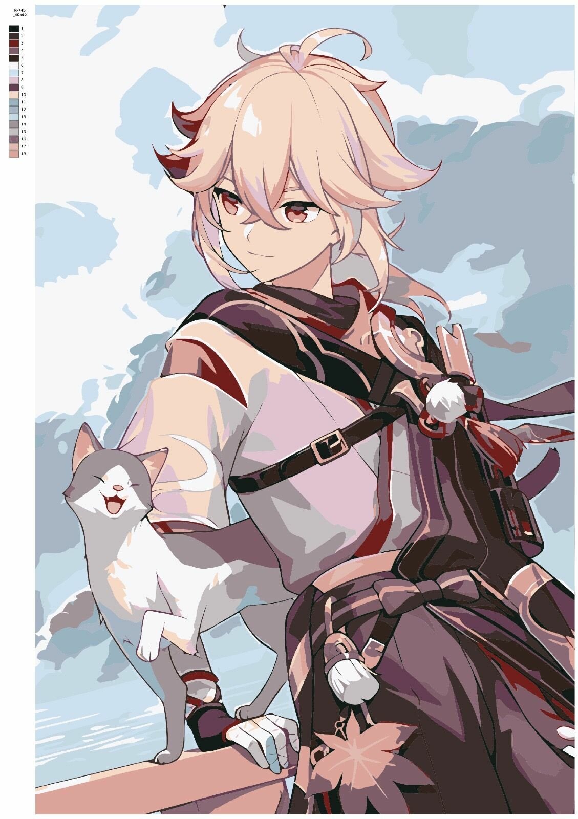 Картина по номерам R-745 "Компьютерная игра - Genshin Impact (Геншин Импакт). Кадзуха" 40х60 см