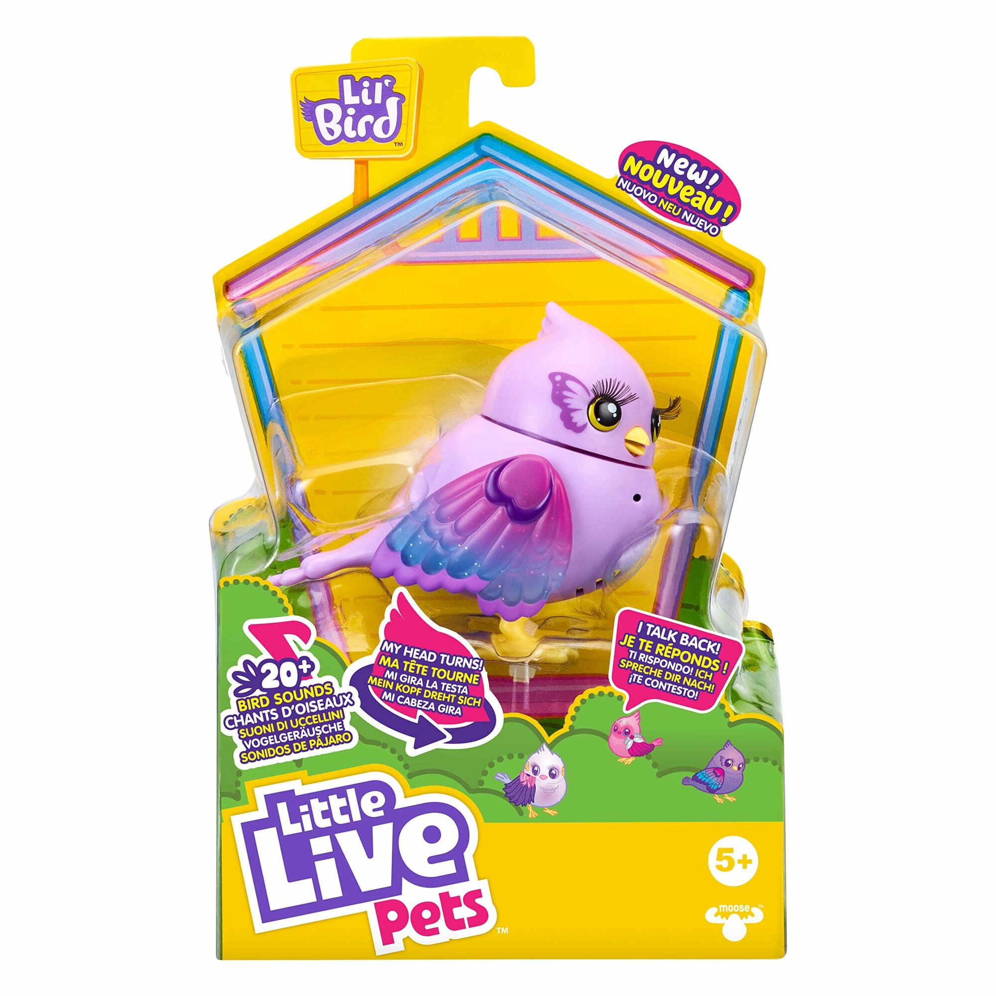 Moose Little Live Pets Lil' Bird /Детские электронные интерактивные игрушки, Фиолетовая птица