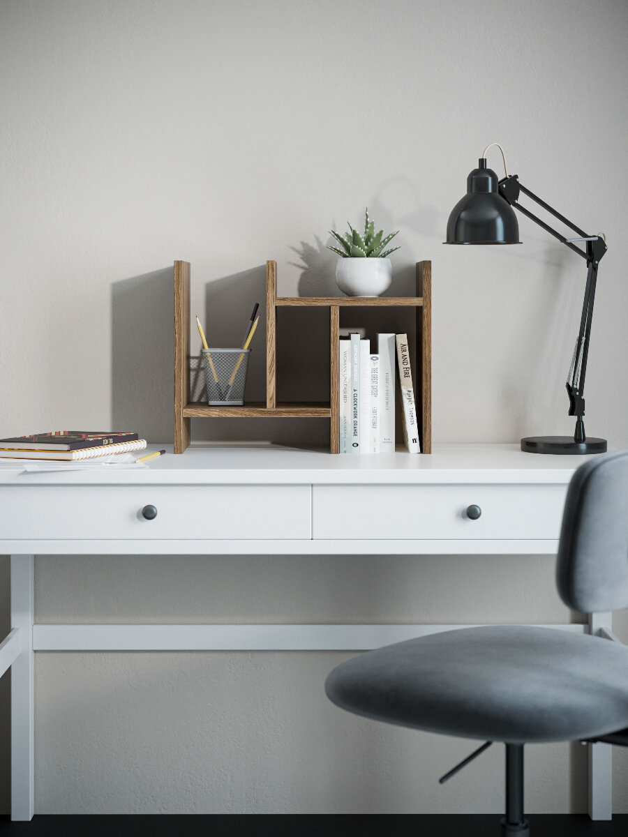 Настольная полка трансформер из ЛДСП Фабрика Стиль Дуо, 312х200х366 мм, ясень шимо темный, 2 шт