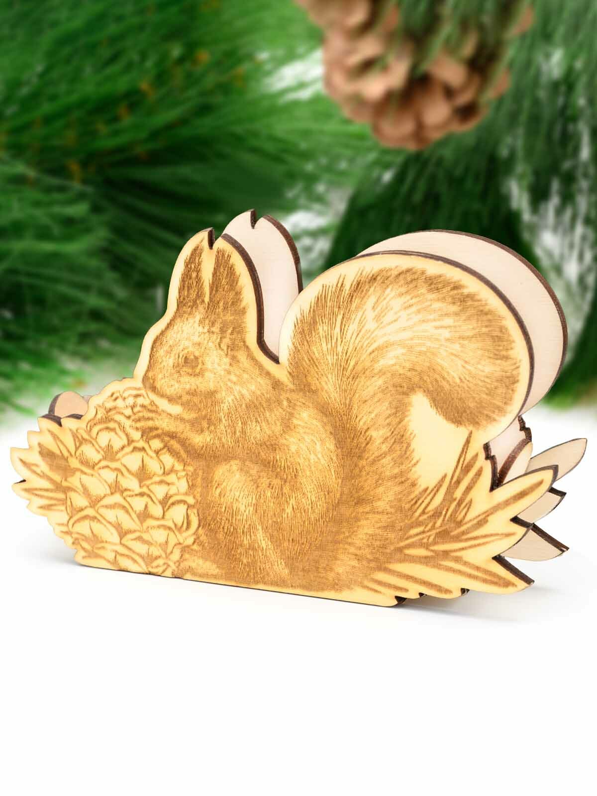 Салфетница - Белочка, фанера, 17х4х10,5 см