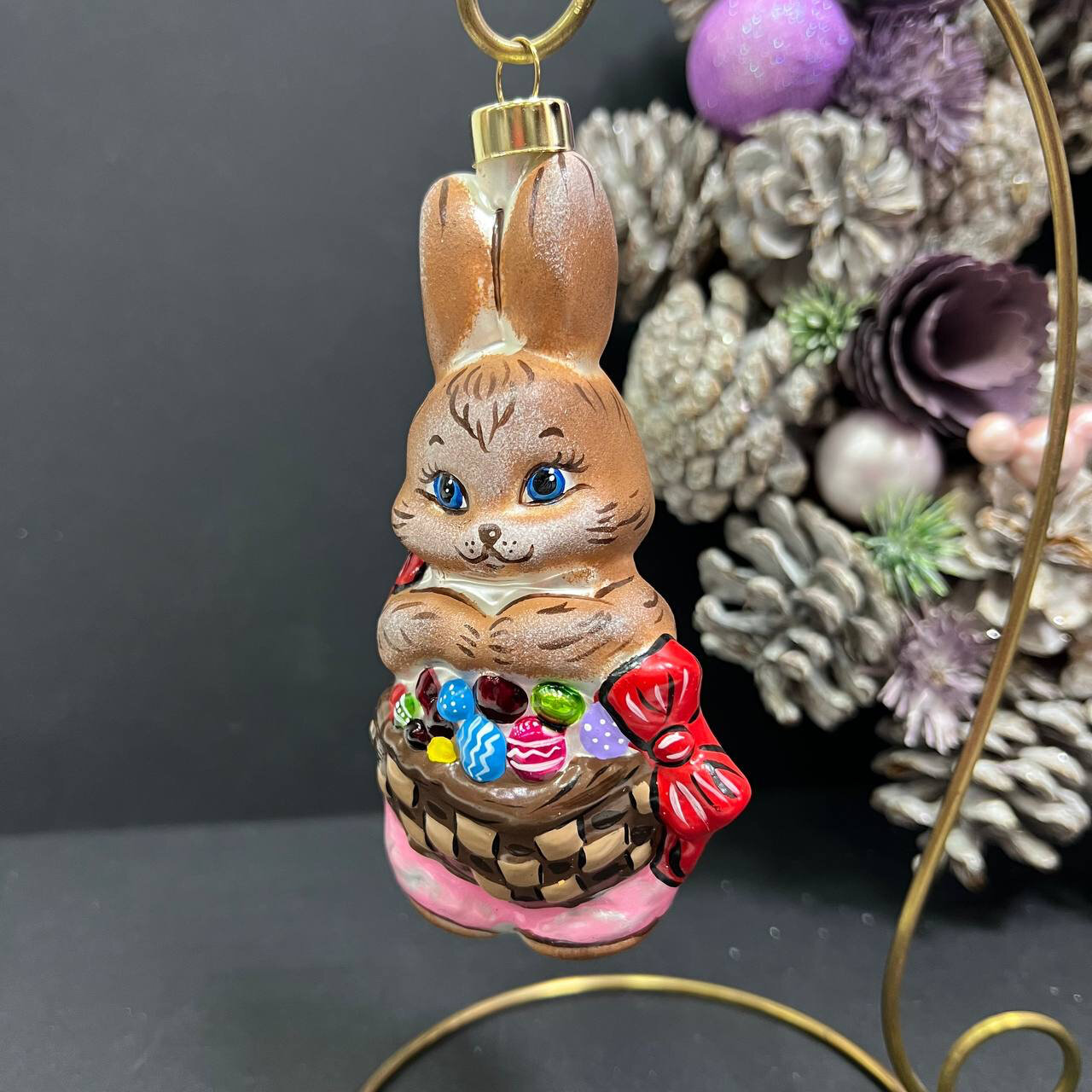 Елочная игрушка пасхальный ЗАЙЧИК-01 с росписью