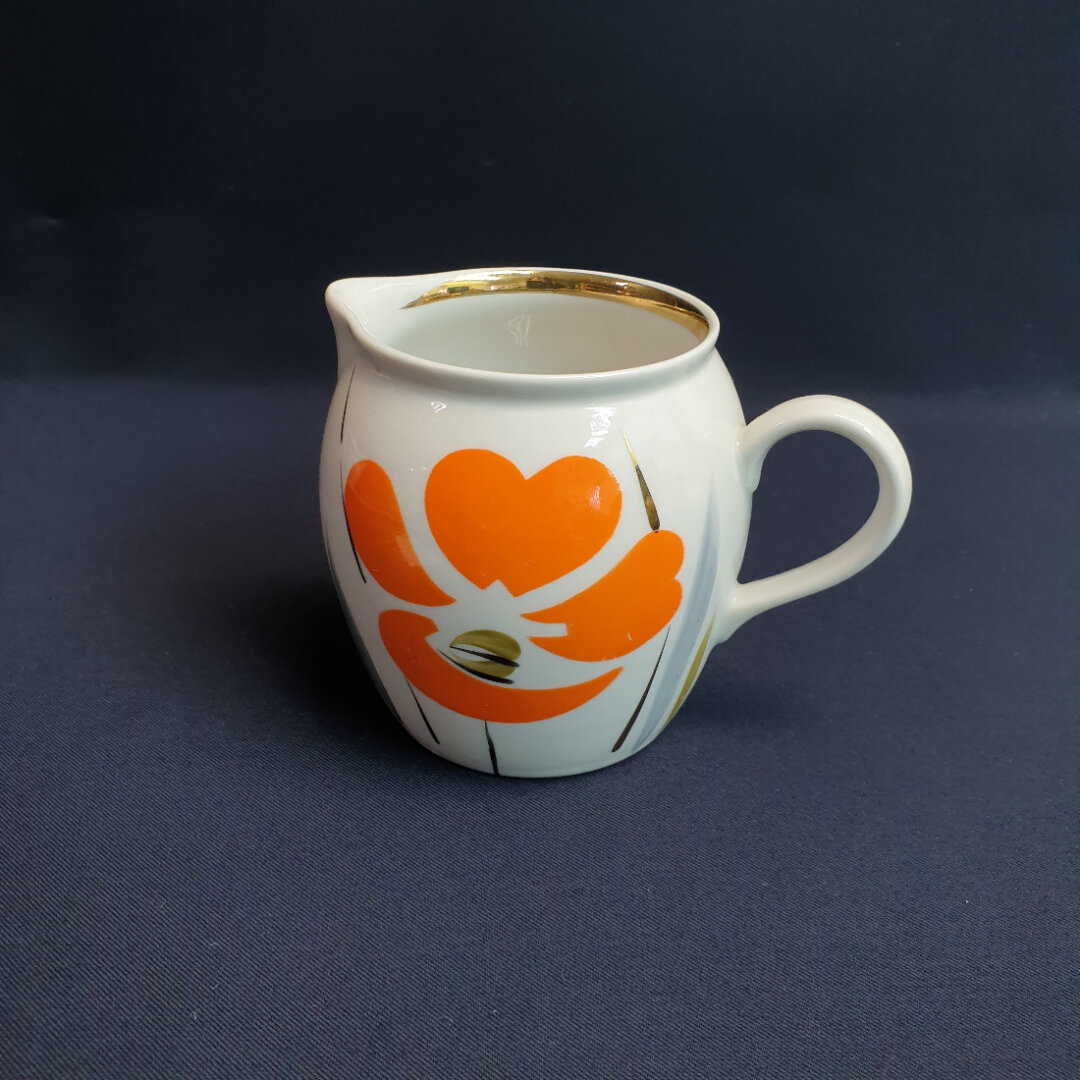 Молочник Чайка, фарфор роспись позолота 450 мл, винтаж СССР