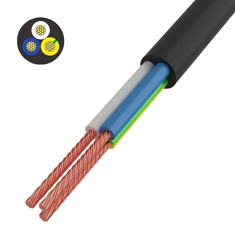 Провод соединительный Rexant ПВС 3x0,75 мм² ГОСТ 7399-97, черный, 5 м {01-8043-5} (1 шт)