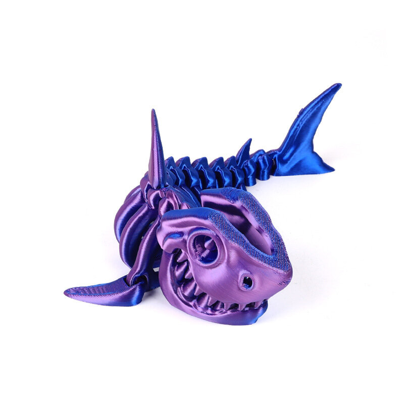 Напечатанная на 3D-принтере акула с полным набором шарниров и артикуляций: новая креативная игрушка, украшение, подарок и настольное украшение для детей，15cm