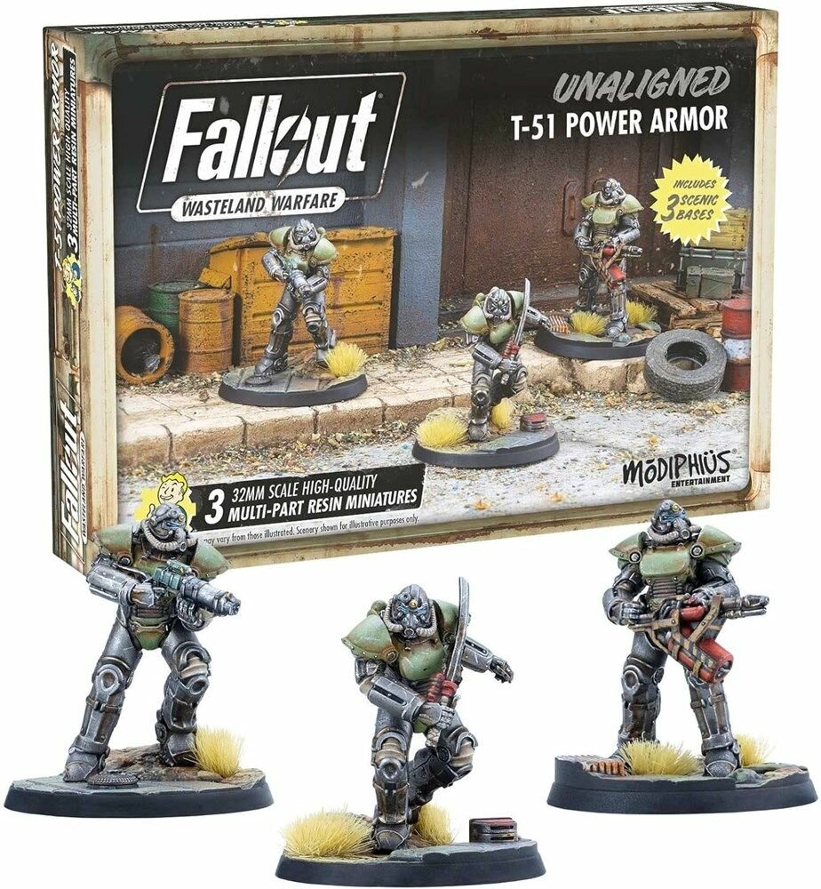 Набор миниатюр Unaligned: T-51 Power Armour Fallout: Wasteland Warfare