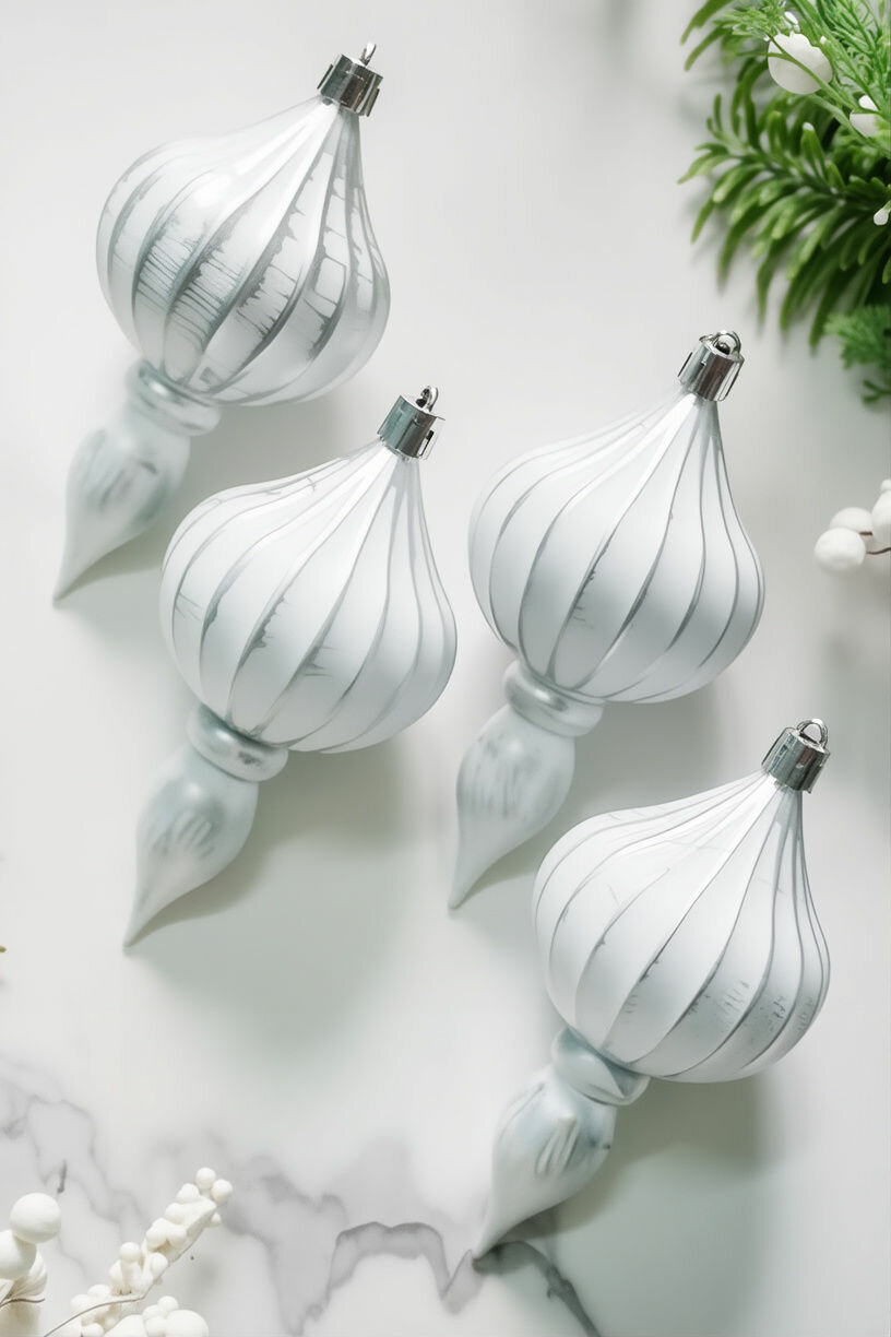 Набор ёлочных украшений подвески тулленг, пластик, белый, 12 см, 4 шт, Winter Deco 2000044