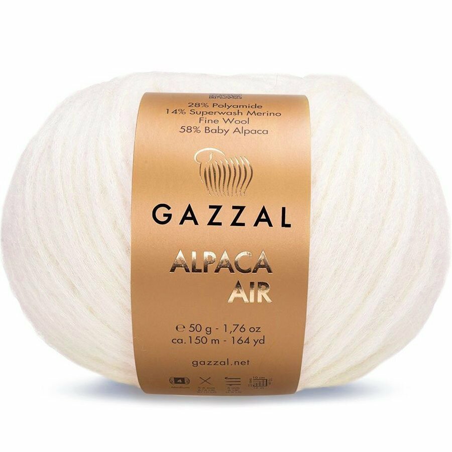 Пряжа Gazzal ALPACA AIR 70 молочный (4 мотка)