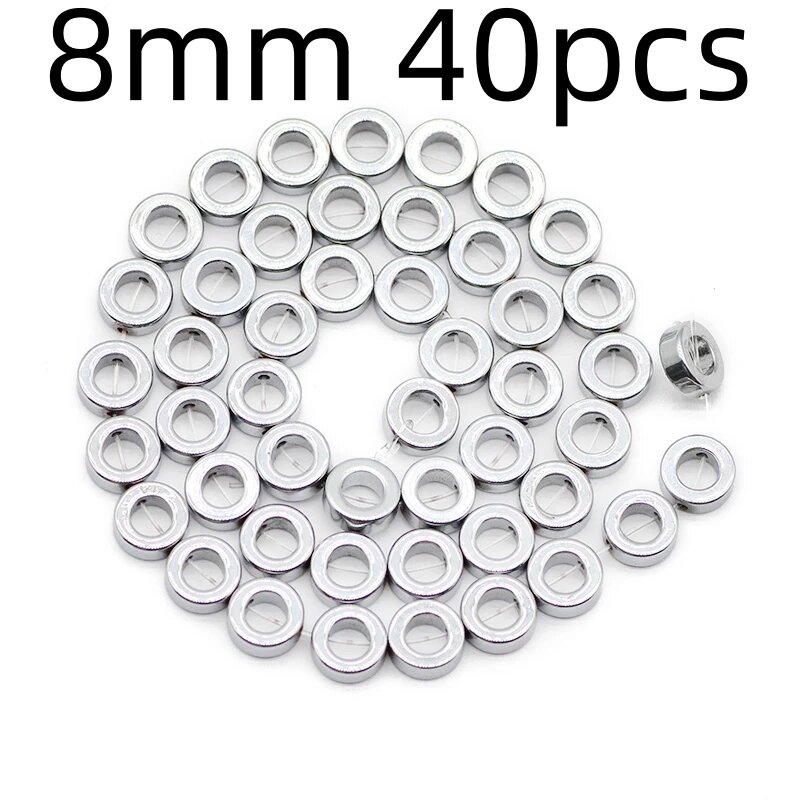 Бусины из гематита JHNBY Белый, Hollow circle 8mm