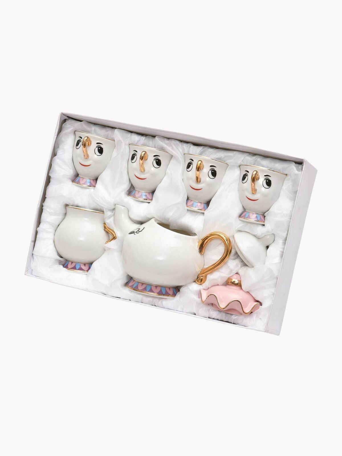 Керамический набор из чашки и чайника Красавица и Чудовище, Детский подарок, Рождество