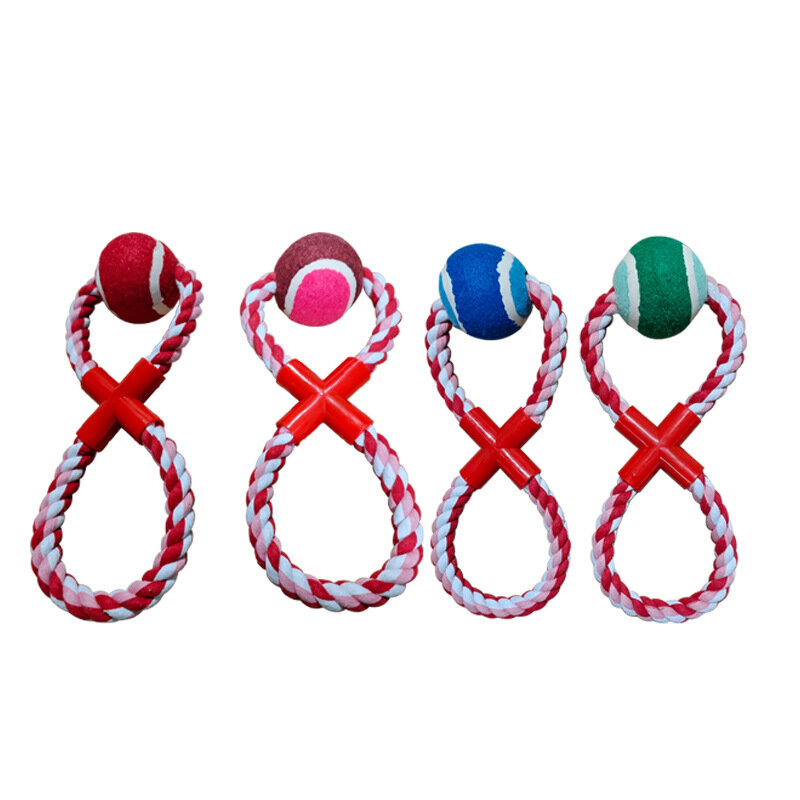 Домашнее животное игрушка веревочки хлопка 8 слов теннисная игрушка собака укус устойчивый Хлопок Веревка мяч зоотовары