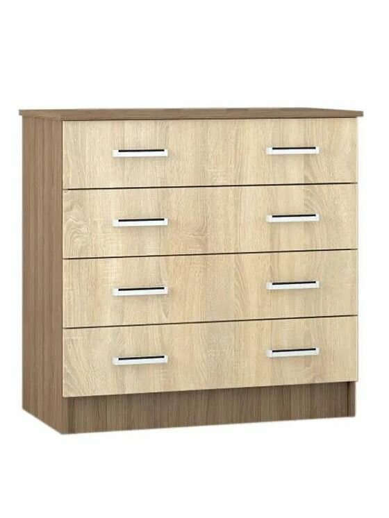 Комод с 4 ящиками, 82х81х43,5 см, ясень шимо, дуб сонома, 1 шт.