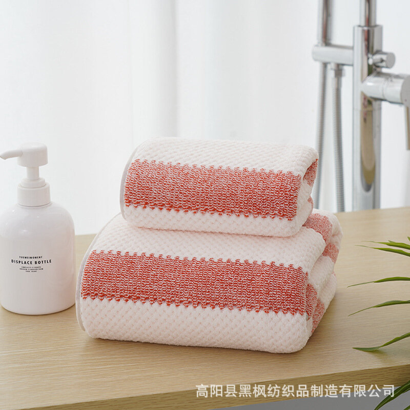 Ананасовое клетчатое полотенце широкая полоска контрастного цвета основы вязанное Коралловое бархатное утолщенное