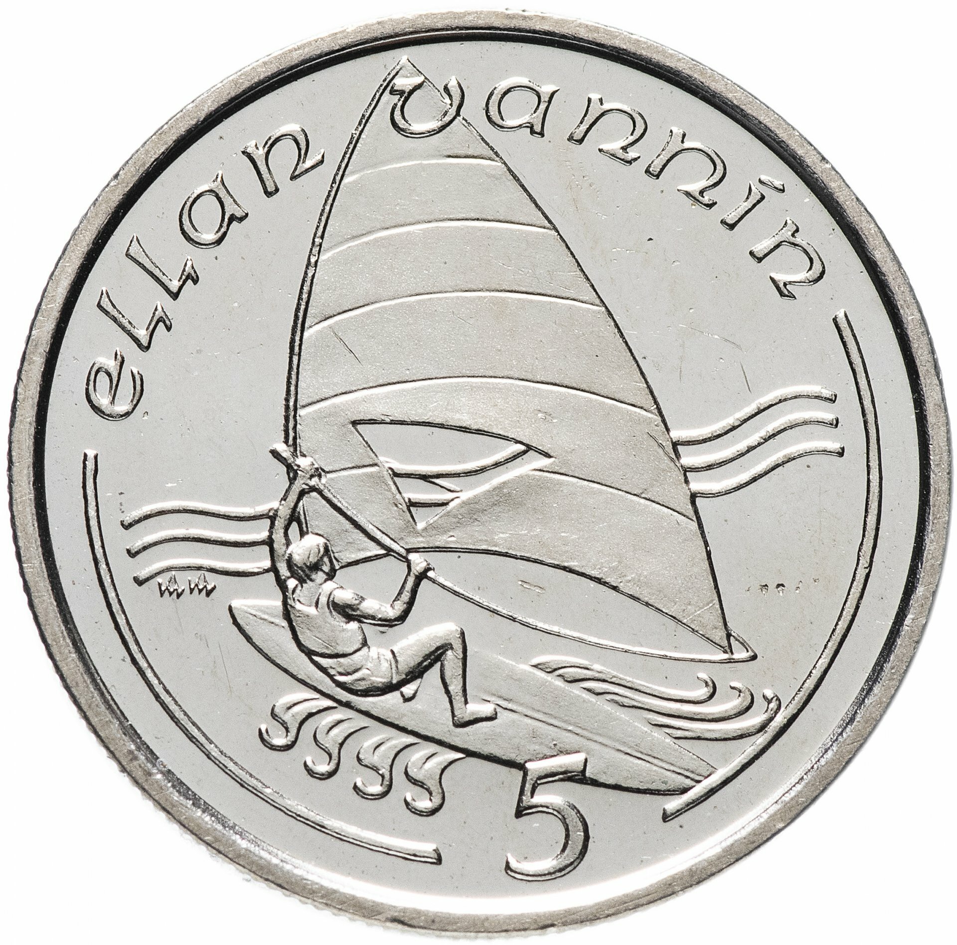 Остров Мэн 5 пенсов pence 1988, Мельхиор медь-никель, в сохранности AU-UNC