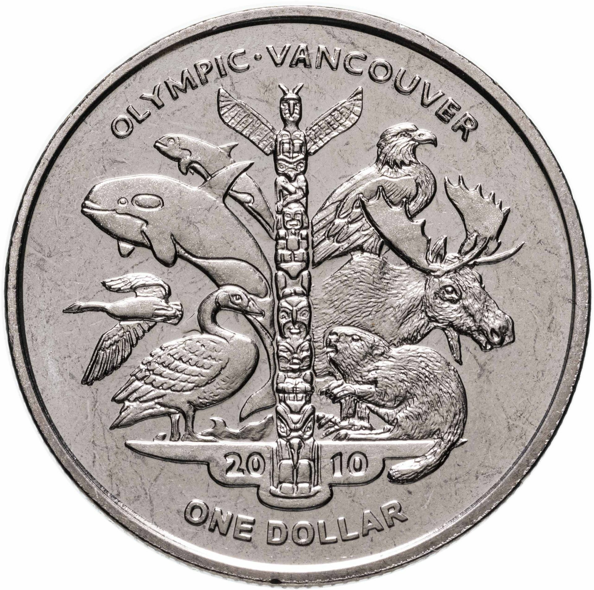 Сьерра-Леоне 1 доллар dollar 2009 "XXI зимние Олимпийские Игры, Ванкувер 2010 - животные", Мельхиор медь-никель, в сохранности UNC