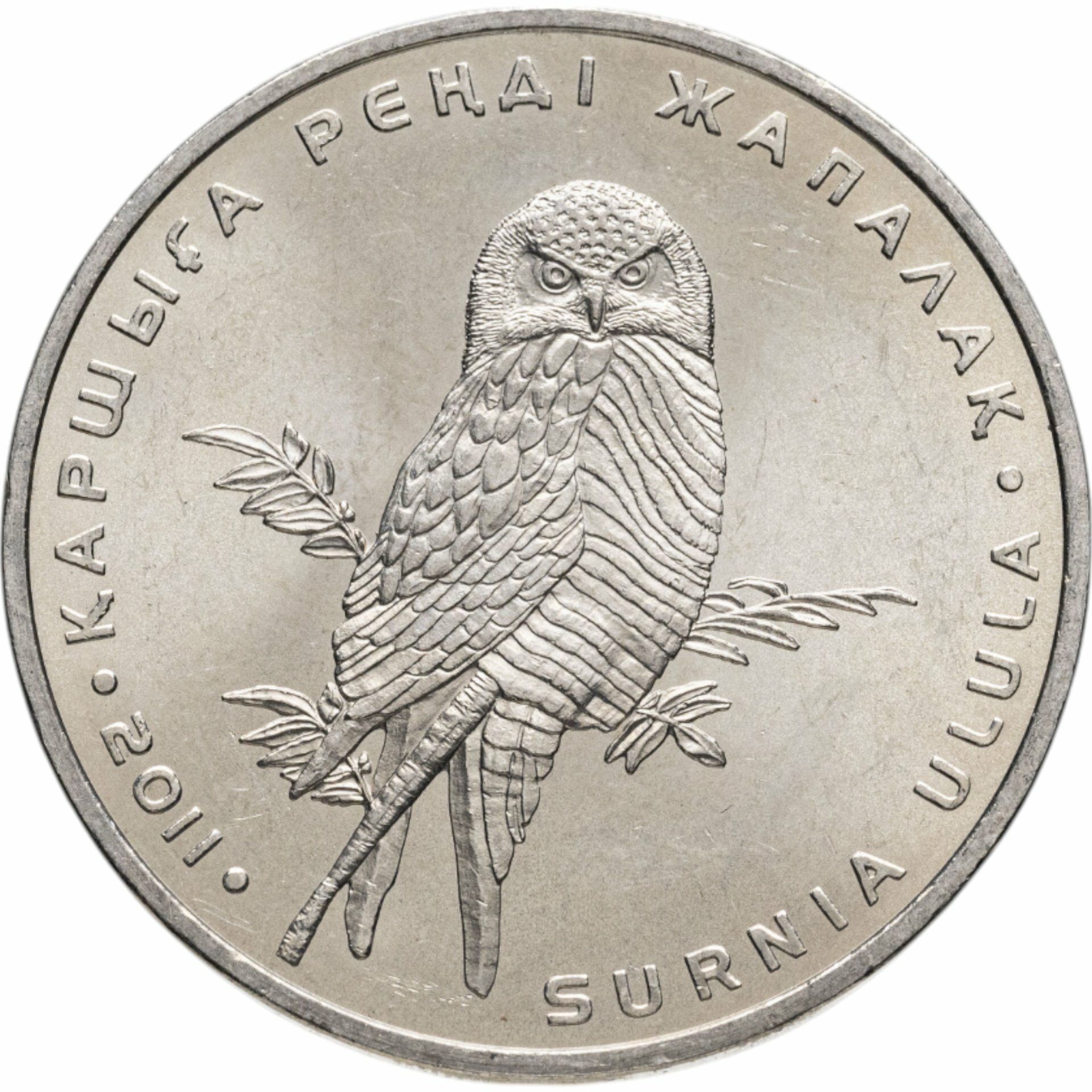 Казахстан 50 тенге 2011 Красная книга - Ястребиная сова, Мельхиор медь-никель, в сохранности UNC