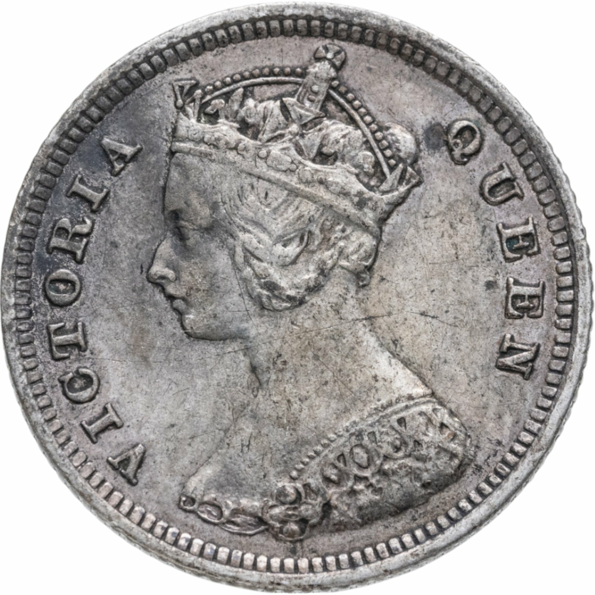 Гонконг 10 центов cents 1886, Серебро 800, в сохранности XF