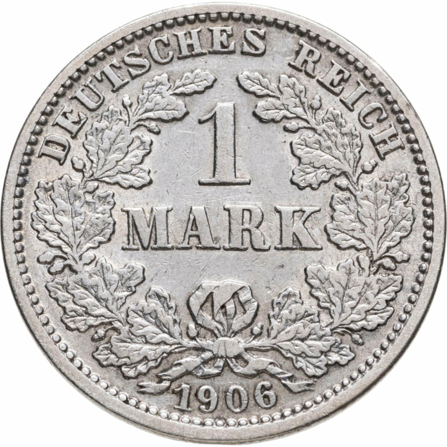 Германия 1 марка mark 1906 J знак монетного двора: "J" - Гамбург, Серебро 900, в сохранности XF