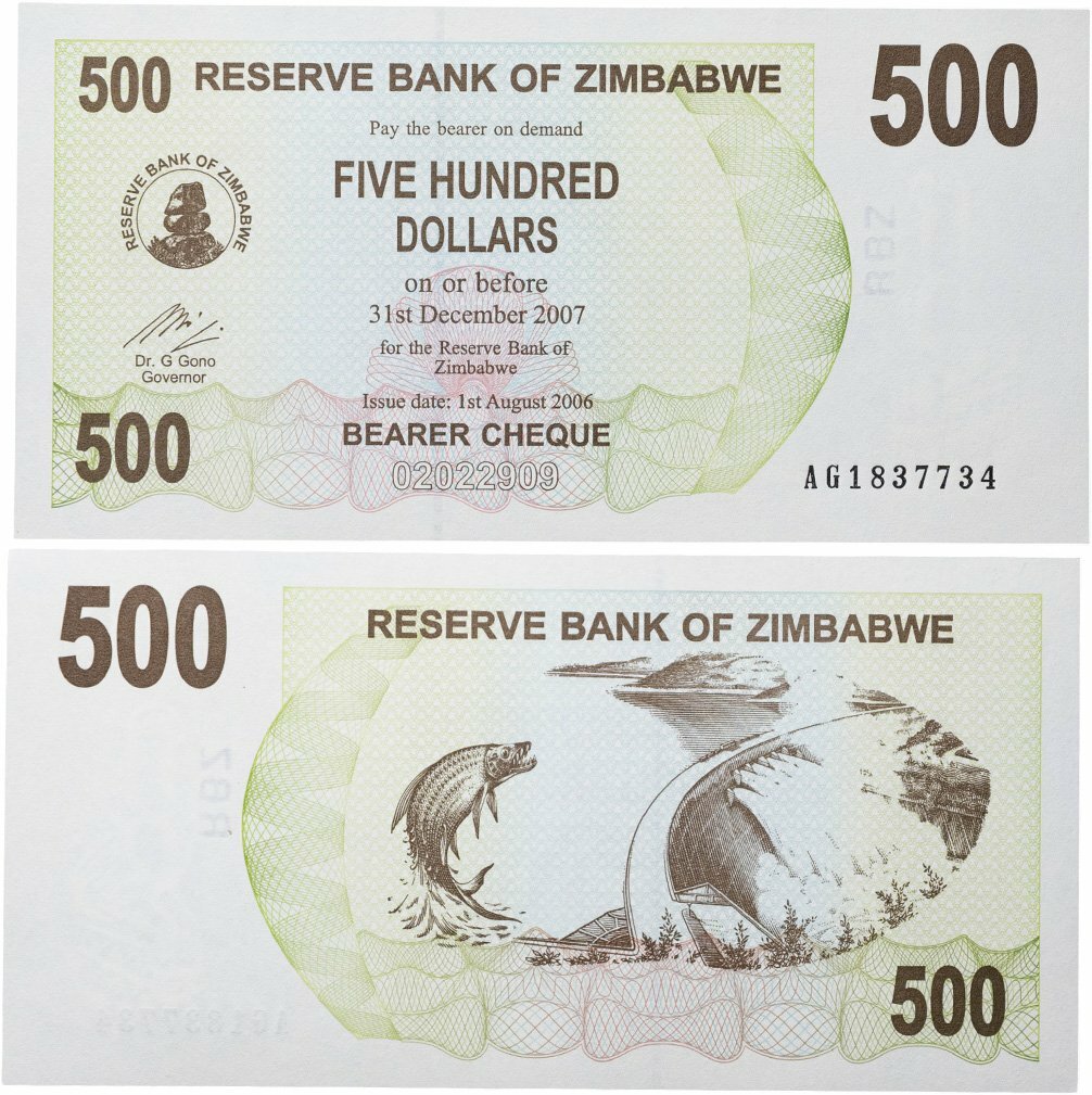 Зимбабве 500 долларов 2007