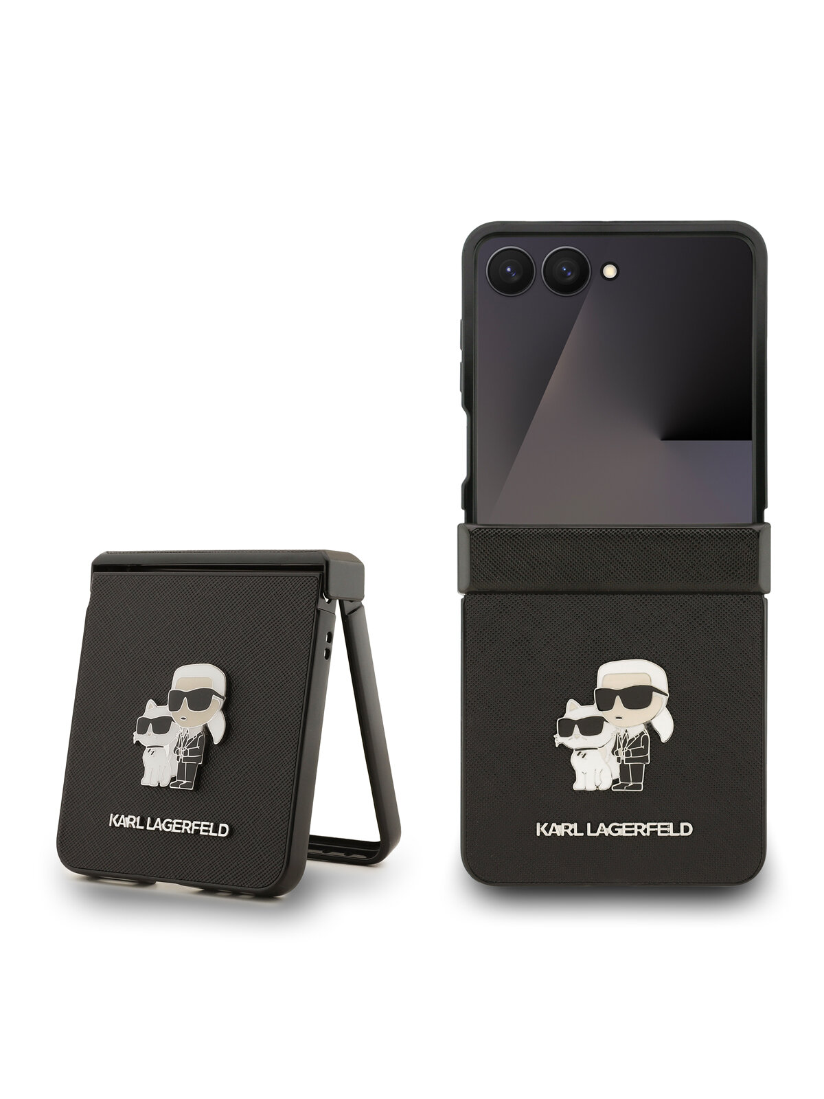 Чехол Karl Lagerfeld на Samsung Galaxy Z Flip7, из экокожи PU Saffiano, черный